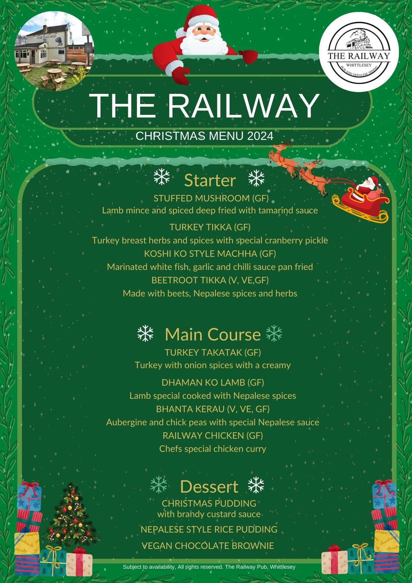Festive Menu – The Railway